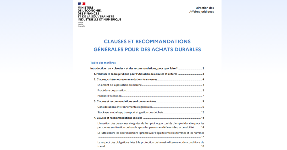 Clauses et recommandations générales pour des achats durables | Achats ...